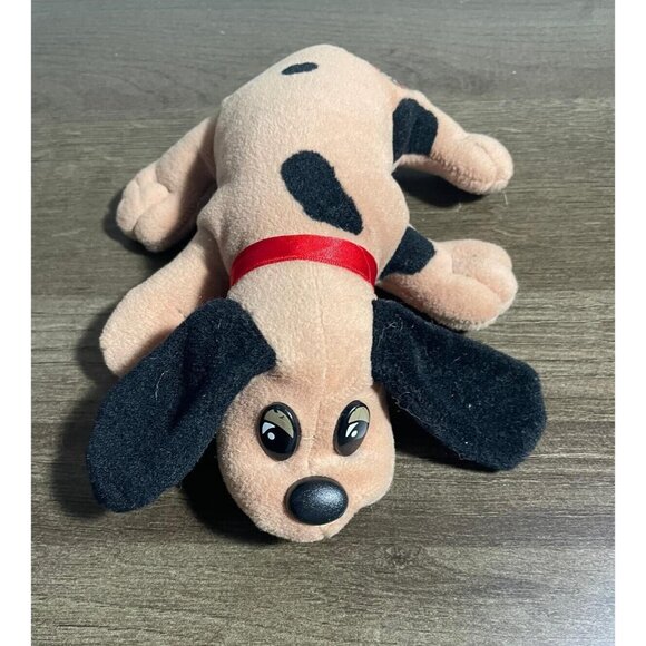 Unbranded | Toys | Vintage Tan Black Dog Plush Toy With Red Ribbon 8 ...